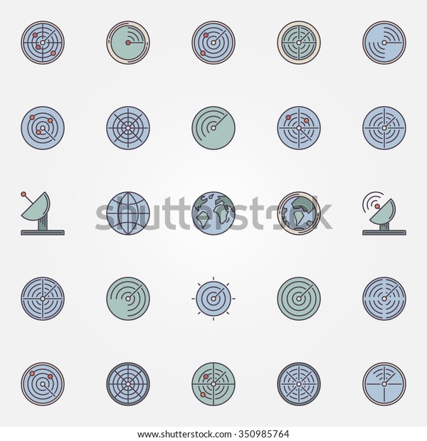 Radar Icons Collection Vector Sonar Symbols Stock Vector (Royalty Free ...
