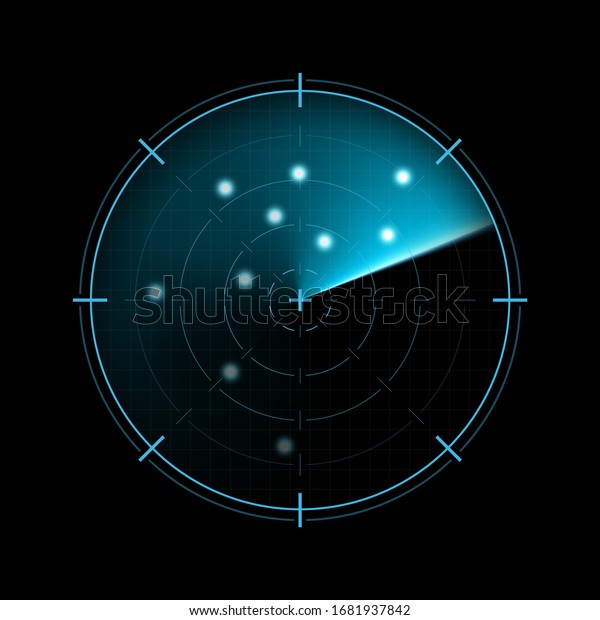 Radar Isolated On Dark Background Military Stock Vector (Royalty Free ...