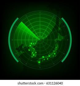 Radar Scan World Map Background Technology Stock Vector (Royalty Free ...