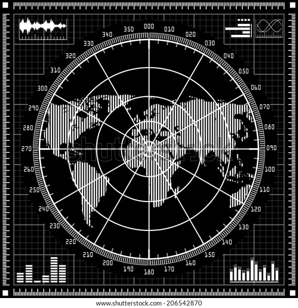 Radar Screen Black White Vector Illustration Stock Vector (Royalty Free ...