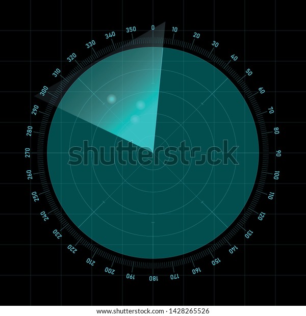 radar screen vector in blue color on black background