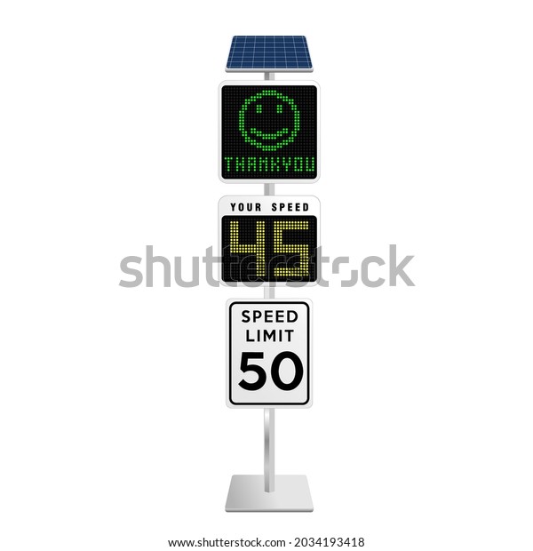 Radar Speed Sign Solar Panel Showing Stock Vector (Royalty Free ...