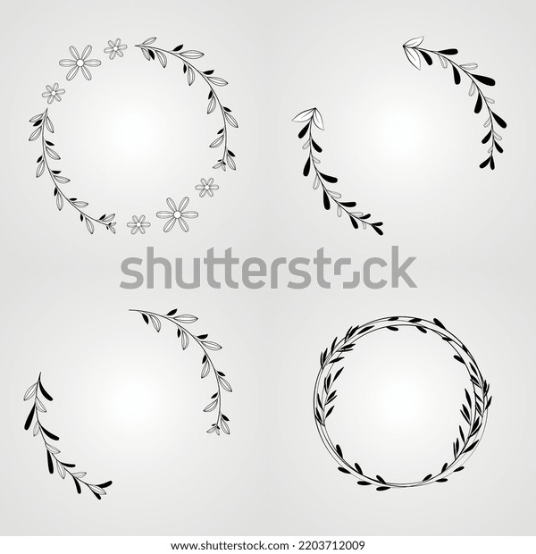 Radial Floral Vector Set Design Wreath Stock Vector (Royalty Free ...