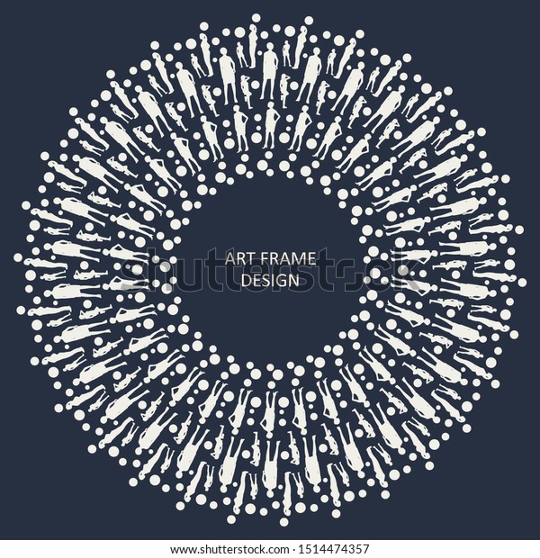 Radial Human Silhouettes Circle Form Fireworks Stock Vector (Royalty ...