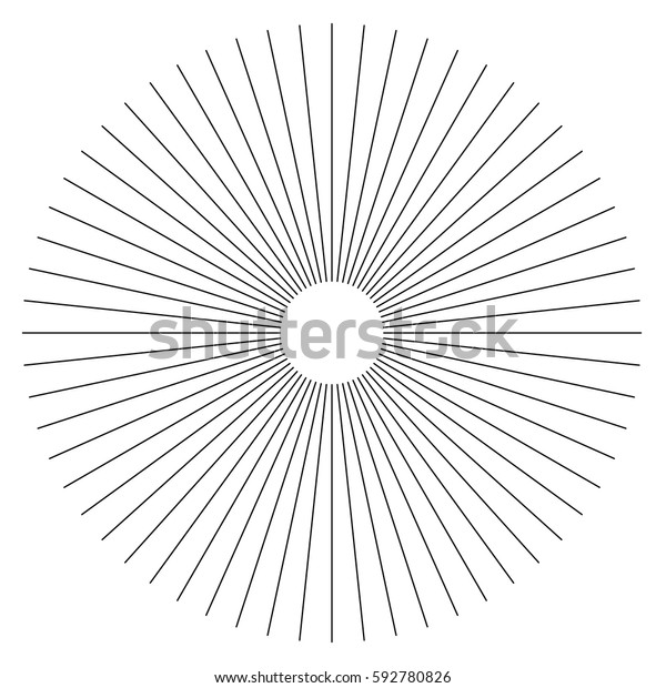 Línea radial elemento geométrico abstracto. radiaciones, rayas radiantes.
