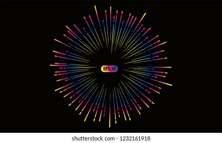 Radial Night Sky Explosion Flame Background Stock Vector (Royalty Free ...