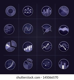 Radiant Graph Icons On Dark Background Stock Vector (Royalty Free ...