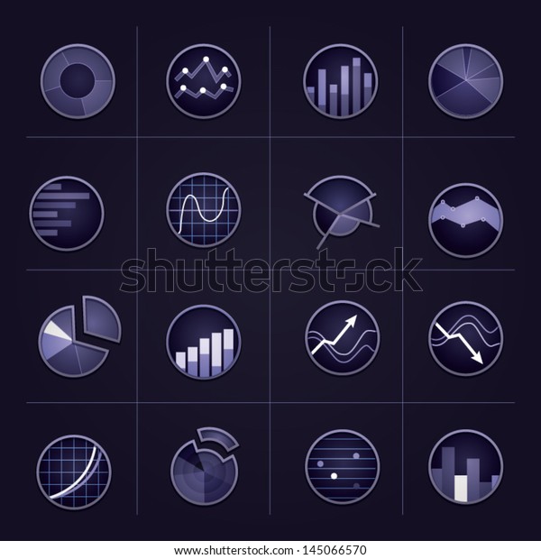 Radiant Graph Icons On Dark Background Stock Vector (Royalty Free ...