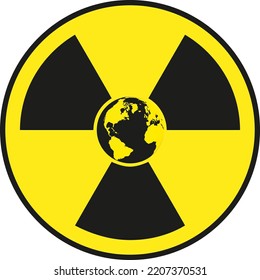 Radiation Pollution Planet Earth Yellow Sign Stock Vector (Royalty Free ...