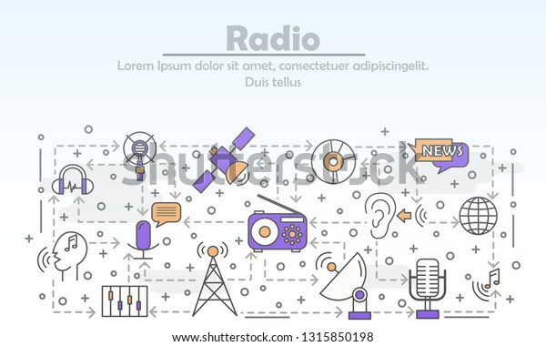 Radio Advertising Vector Poster Banner Template: เวกเตอร์สต็อก (ปลอดค่า ...