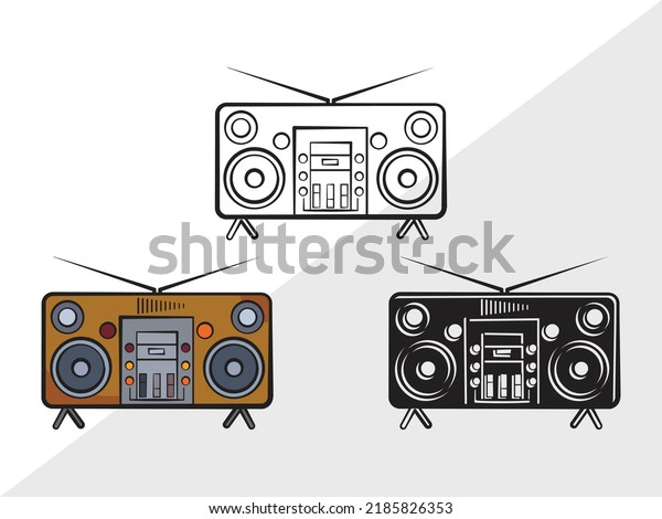 Radio Boombox Svg Printable Vector Illustration: เวกเตอร์สต็อก (ปลอดค่า ...