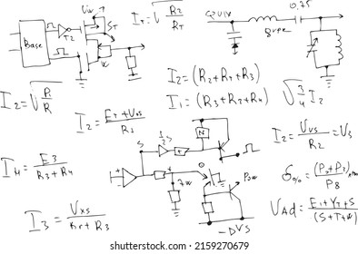 Radio Engineering Schemes Electronic Formulas Expressions Stock Vector ...