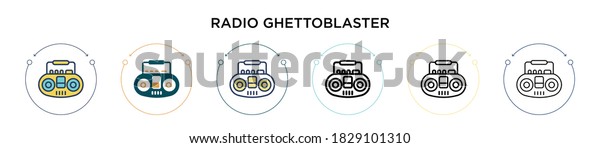 Radio Ghettoblaster Icon Filled Thin Line Stock Vector (Royalty Free ...