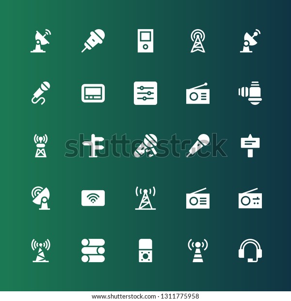 Radio Icon Set Collection 25 Filled Stock Vector (Royalty Free ...