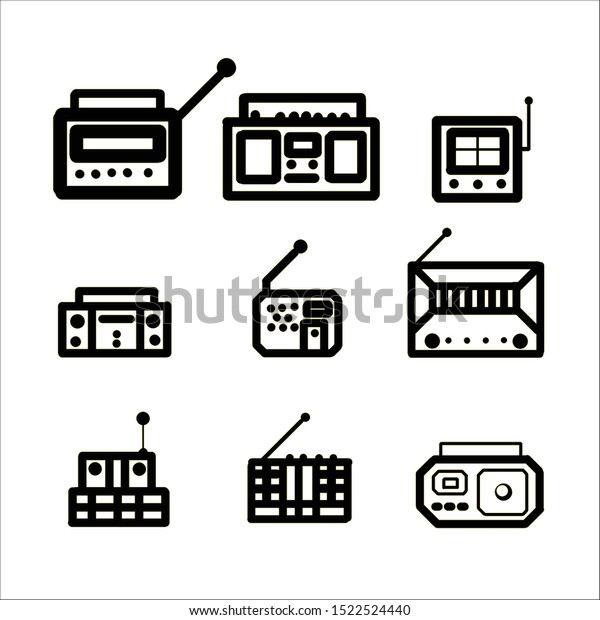 Radio Icon Set White Background Stock Vector (Royalty Free) 1522524440 ...