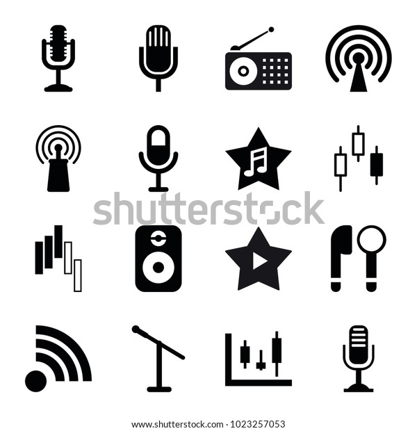 Radio Icons Set 16 Editable Filled Stock Vector (Royalty Free ...