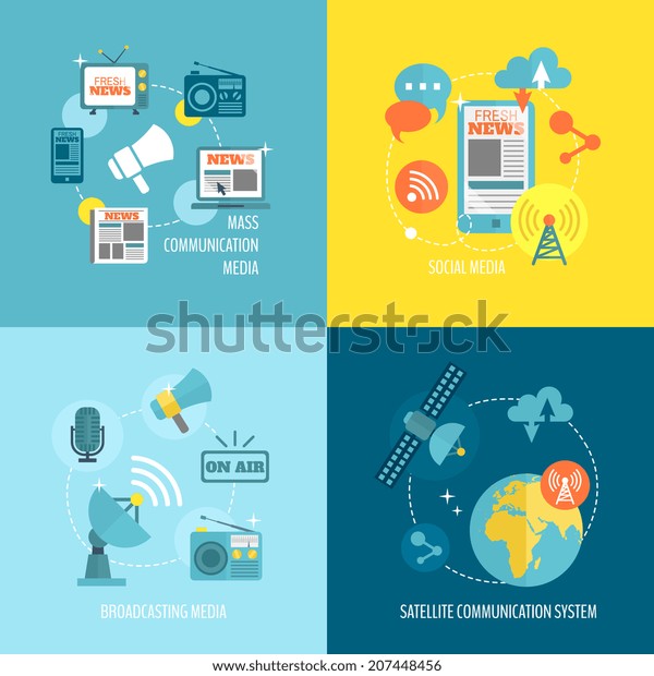 Radio Newspaper Live Tv Concept Flat Stock Vector (Royalty Free) 207448456