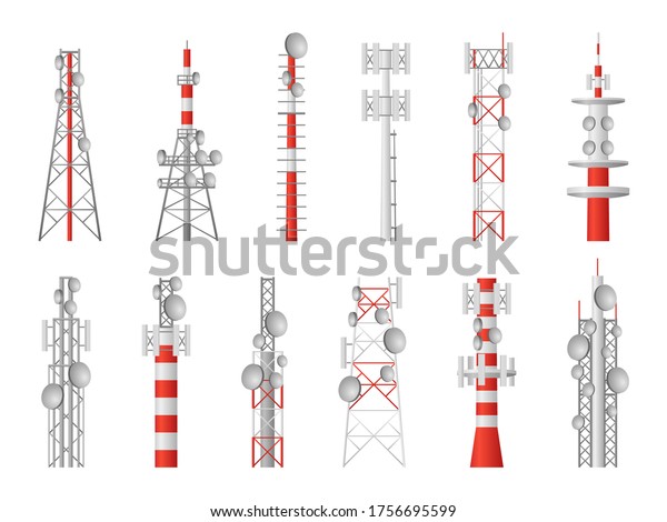 Radio Towers Telecom Masts Broadcast Equipment Stock Vector (Royalty ...