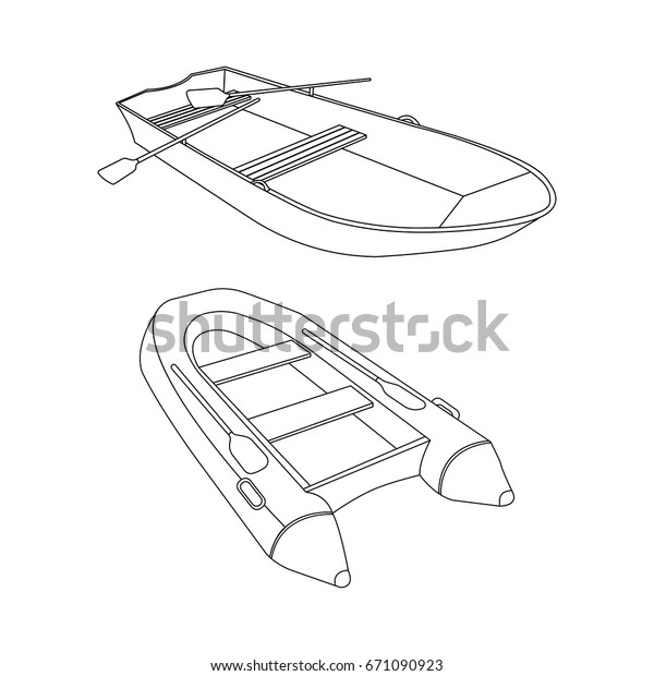 Raft Boat Flat Icon Outline Vector Stock Vector (Royalty Free ...