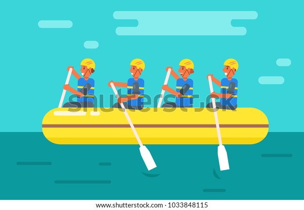 Rafting Vector Cartoon Isolated Art Flat Stock Vector (Royalty Free ...