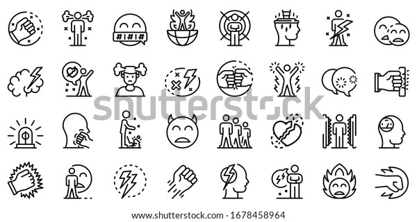 Rage Icons Set Outline Set Rage Stock Vector (Royalty Free) 1678458964 ...
