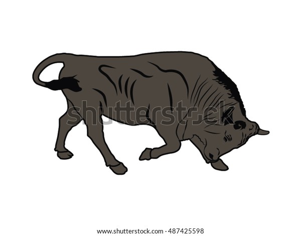 Raging Bull Vector Illustration Stock Vector (Royalty Free) 487425598