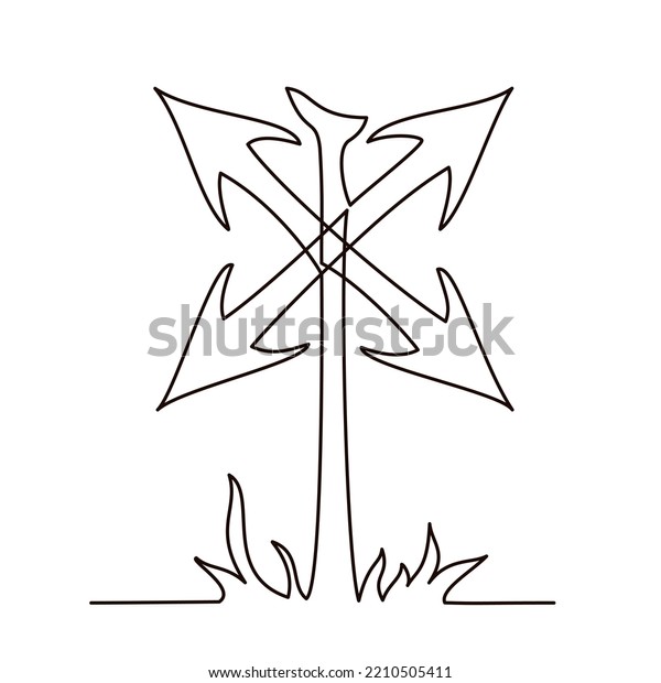 Rail Road Crossing Sign Continuous Line Stock Vector (Royalty Free ...