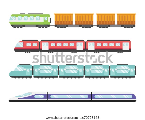 Rail Transport System Train Illustration Set Stock Vector (Royalty Free ...