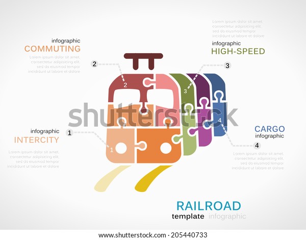 Railroad Concept Infographic Template Train Made Stock Vector (Royalty ...