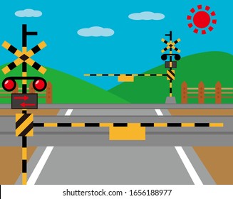 Railroad Crossing Vector Illustration Stock Vector (Royalty Free ...
