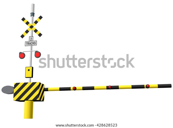 Railroad Crossing Vector Illustration Isolated On Stock Vector (Royalty ...