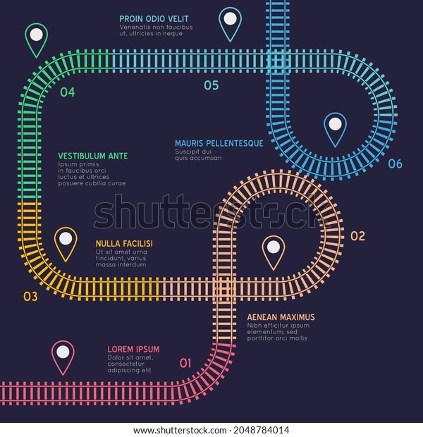 Railroad Tracks Infographic Vector Flat Style Stock Vector (Royalty ...