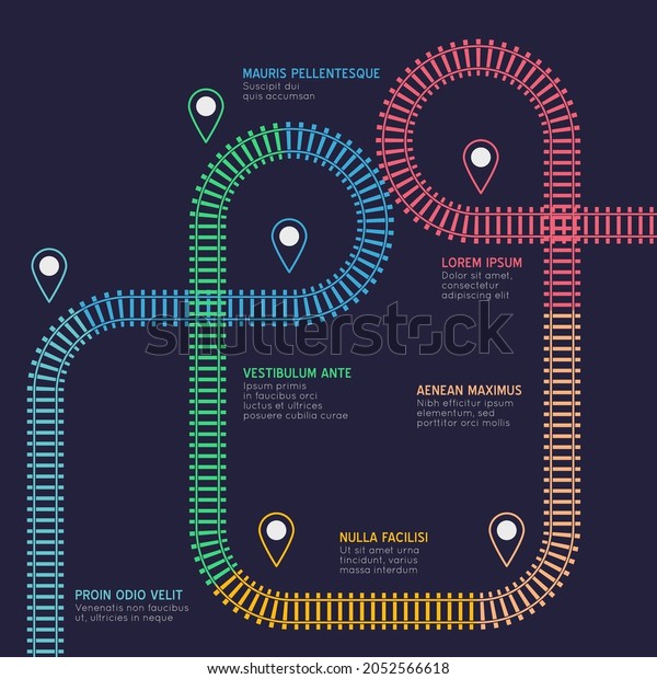 Railroad Tracks Infographic Vector Flat Style Stock Vector (Royalty ...