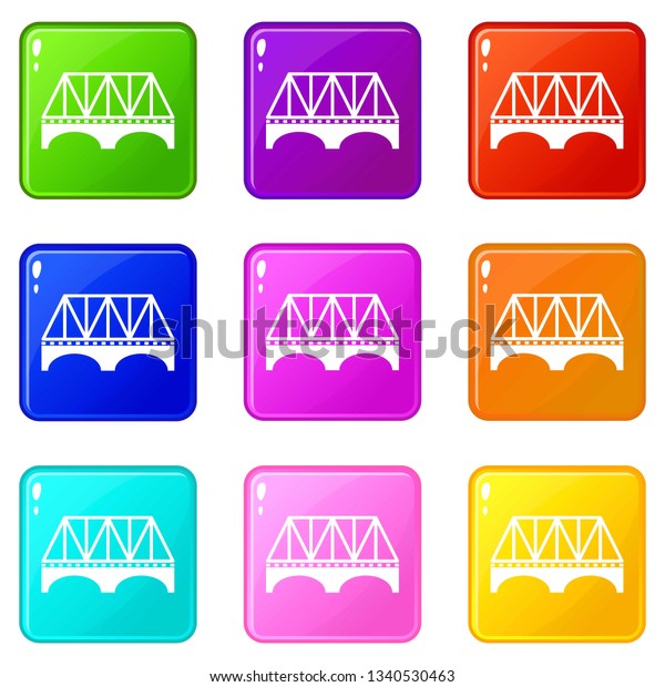Railway Arch Bridge Icons Set 9 Stock Vector (Royalty Free) 1340530463 ...