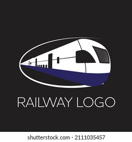 Railway Logo Design Black Background Train Stock Vector (Royalty Free ...
