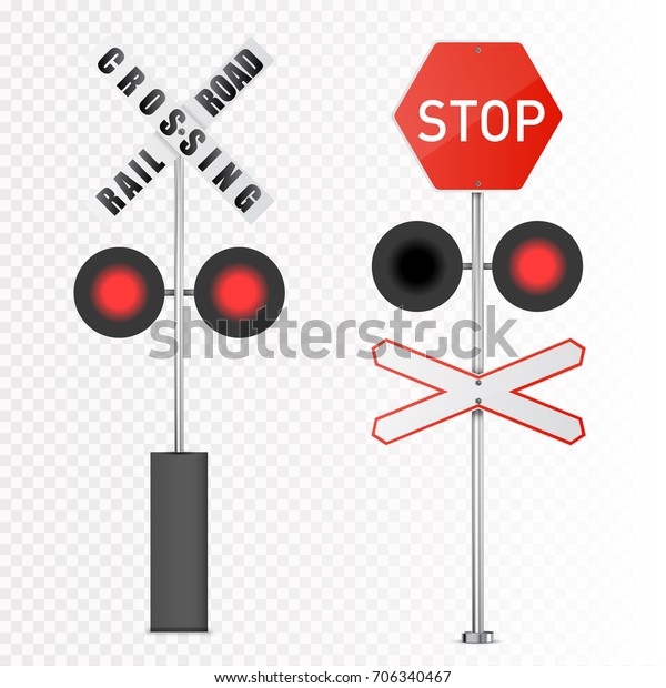 Railway Signs Set Isolated On Transparent Stock Vector (Royalty Free ...