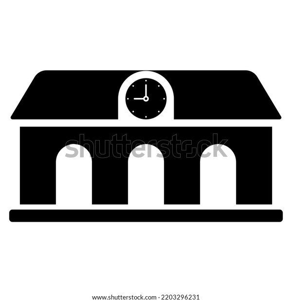 Railway Station Icon Train Station Building Stock Vector (Royalty Free ...