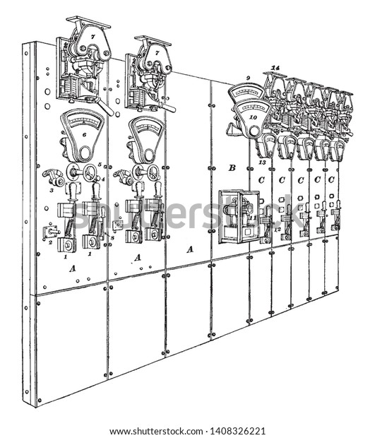 Railway Switchboard Consists Three Generator Panels : image vectorielle ...
