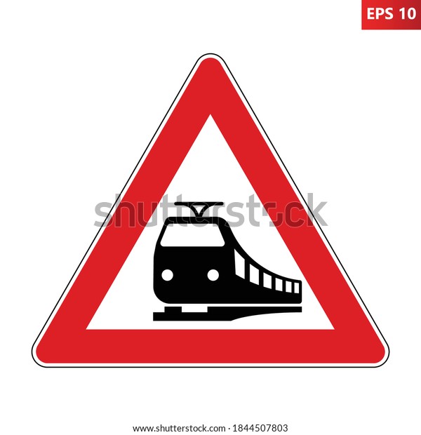 Railway Train Level Crossing Road Sign Stock Vector (Royalty Free ...