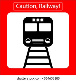 Railway Warning Sign Train Icon Vector Stock Vector (Royalty Free ...