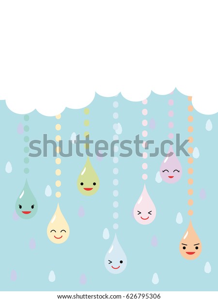 Rain Drop Card Various Facial Expressions Stock Vector (Royalty Free ...