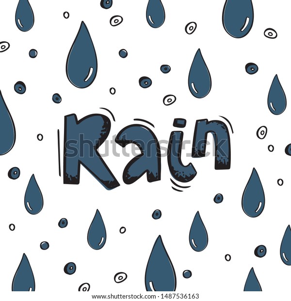 Rain Postcard Hand Lettering Font Doodle Stock Vector (Royalty Free ...