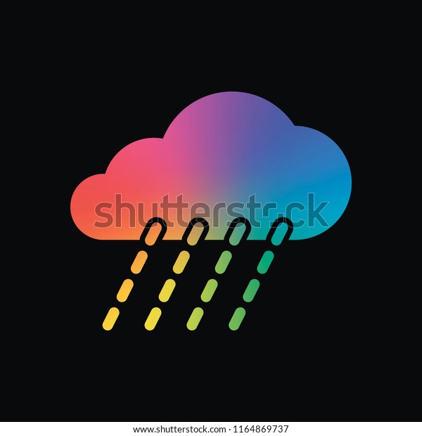 Rain Weather Icon Rainbow Color Dark Stock Vector (Royalty Free ...