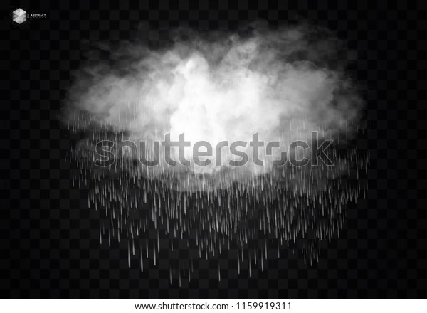 Rain White Cloud Isolated On Transparent Stock Vector (Royalty Free ...