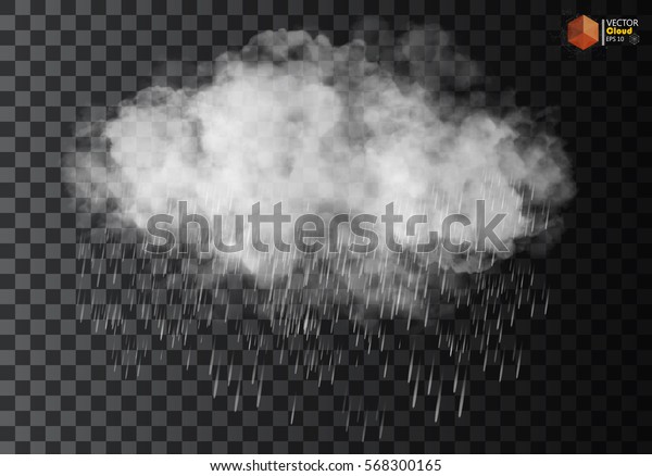 Rain White Cloud Isolated On Transparent Stock Vector (Royalty Free ...