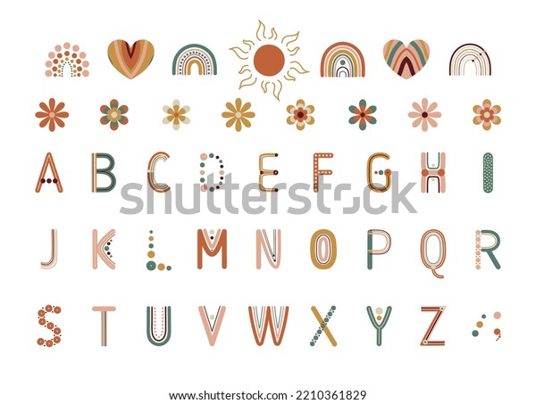 Rainbow Alphabet Letter Set Retro Colors Stock Vector (Royalty Free ...