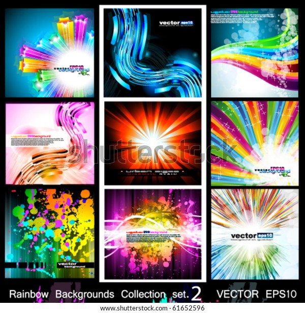 Rainbow Backgrounds Collection 9 Flyer Brochures Stock Vector (Royalty ...