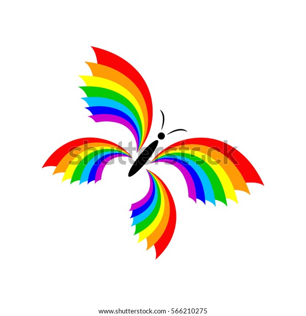 Rainbow Butterfly Isolated On White Vector Stock Vector (Royalty Free ...