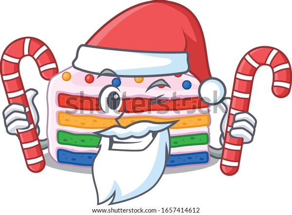 Rainbow Cake Cartoon Character Wearing Santa Stock Vector (Royalty Free ...