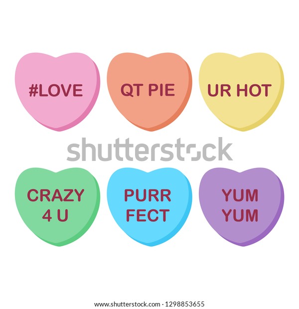 Rainbow Candy Hearts Collection Cute Rainbow Stock Vector (Royalty Free ...